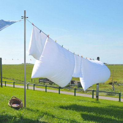 Heavy-Duty 2.4m Galvanized Steel Clothesline Pole with 30m PVC-Coated ...