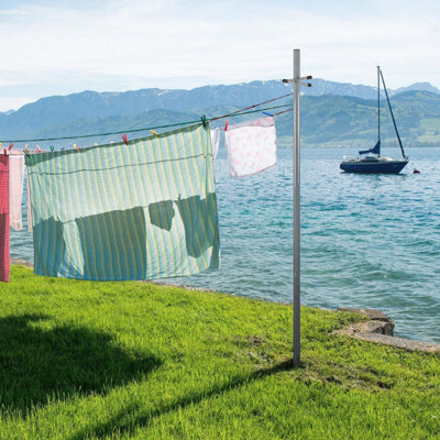 Heavy-Duty 2.4m Galvanized Steel Clothesline Pole with 30m PVC-Coated ...