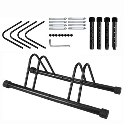 Heavy Duty 2 Bike Floor Stand Metal Pipe Bicycle Rack with Rubber Feet ...