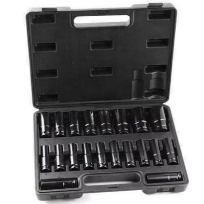 Heavy Duty 20pc Deep Impact Socket Set 1/2" Dr Metric 8-32mm & Carry Case