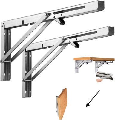 Heavy Duty 24 Inch Folding Shelf Brackets 2 Pack Stainless Steel ...
