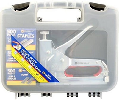 HEAVY DUTY 3 WAY STAPLE NAIL GUN STAPLER UPHOLSTERY WOOD WITH 1500 ...
