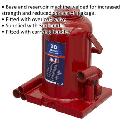 Heavy-Duty 30 Tonne Bottle Jack with Machine Welded Base for Ultimate ...
