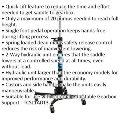 Heavy-Duty 300kg Vertical Transmission Jack with Quick Lift and 1950mm ...