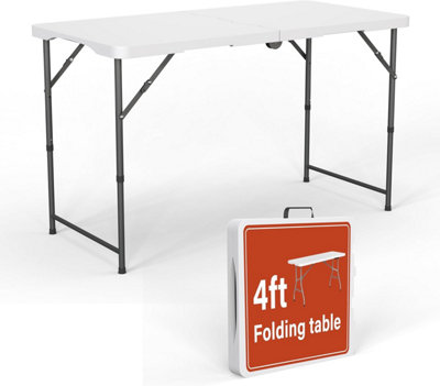 Heavy Duty 4ft Folding Table Plastic Trestle Garden Patio Picnic Dining ...