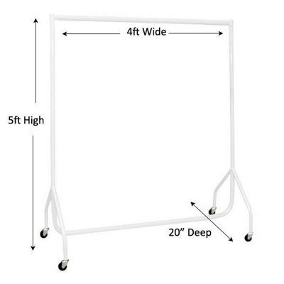 Heavy Duty 4ft White Clothes Rails, Garment Hanging Racks