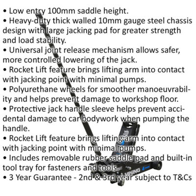Heavy-Duty 4T Low Entry Trolley Jack with Rocket Lift and Universal ...