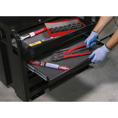 Heavy Duty 5 Drawer Jobsite Tool Box with Lock and Gas Struts - 915mm x ...