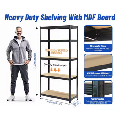 Heavy Duty 5-Tier Boltless Racking Shelving Unit for Garage, Shed and ...