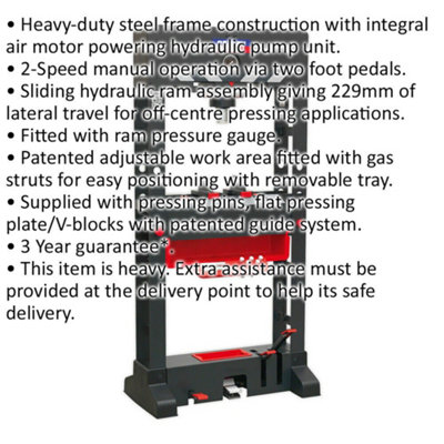 Heavy Duty 50 Tonne Air Hydraulic Press with Foot Pedals and 2-Speed ...