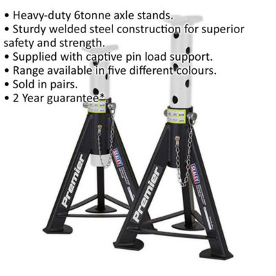 Heavy Duty 6 Tonne Adjustable Axle Stands - 369mm to 571mm Height ...