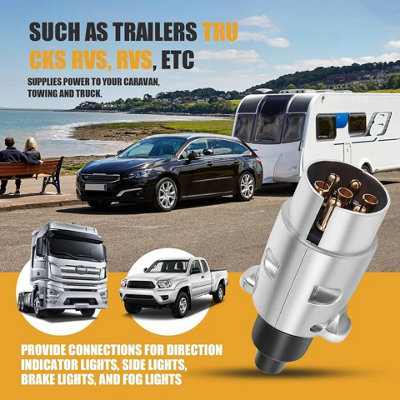 HEAVY DUTY 7 PIN 12V ALUMINIUM TRAILER PLUG CONNECTOR FOR EUROPEAN ...