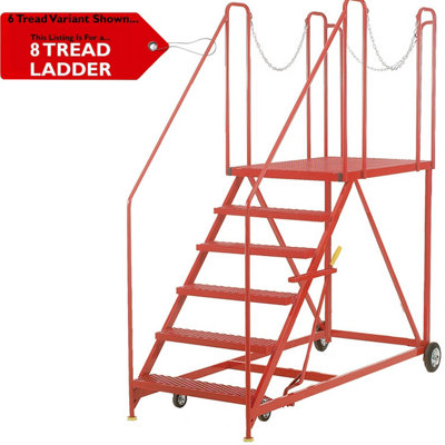 Heavy-Duty 8 Tread Truck Dock Loading Stairs with Non-Slip Platform