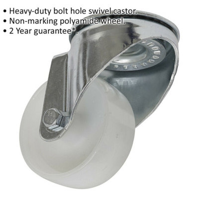 Heavy-Duty 80mm Swivel Castor Wheel with Non-Marking Polyamide Tread