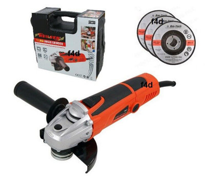 HEAVY DUTY 900W 4.5" 115MM ELECTRIC ANGLE GRINDER IN CASE AND 3 DISCS ...