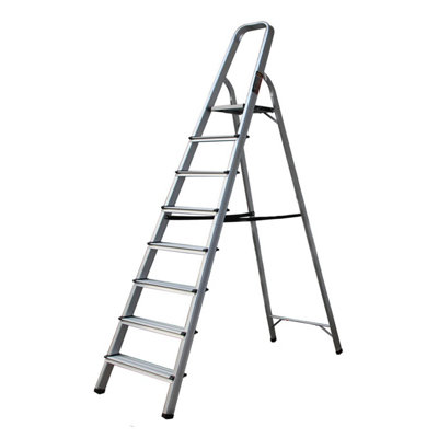 Heavy Duty Aluminum 8 Step Ladder ,With Anti-Slip Steps & Non-Slip Feet ...