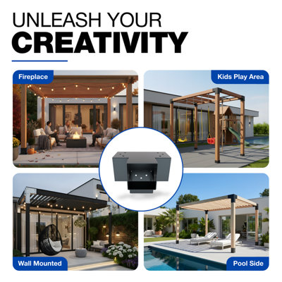Heavy Duty Anthracite Grey Post Connector X Shape - Pergola 4 Way ...