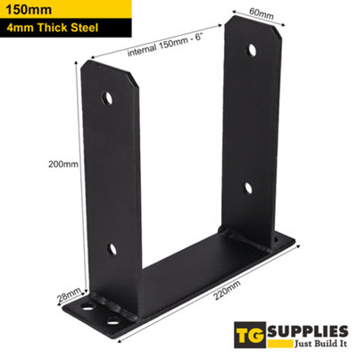 Heavy Duty Black Galvanised Bolt Down Pergola Post Support - Post ...