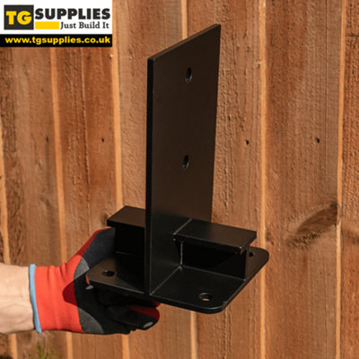 Heavy Duty Black Galvanised Internal Bolt Down Pergola Post Support ...