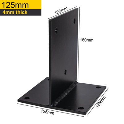Heavy Duty Black Galvanised Internal Bolt Down Pergola Post Support ...