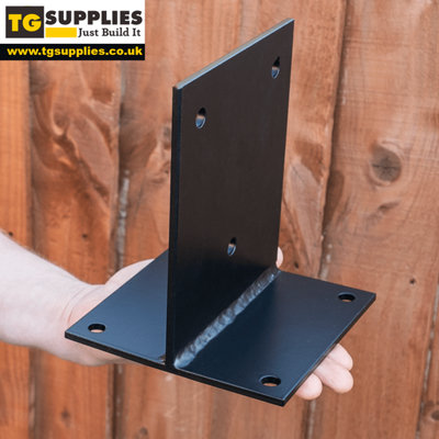 Heavy Duty Black Galvanised Internal Bolt Down Pergola Post Support ...