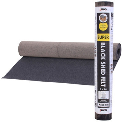 Heavy-Duty Black Mineral Shed Roofing Felt (8m x 1m) - With 13mm Pack ...