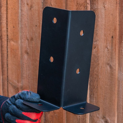 Heavy Duty Black Pergola Bolt Down Post Support - Wooden Post Corner ...