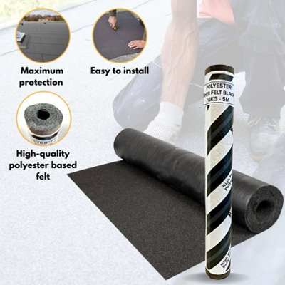 Heavy-Duty Black Polyester Shed Roofing Felt (5m x 1m) - Premium Roof ...