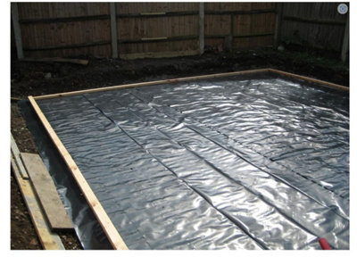 Heavy Duty Black Polythene Sheet Damp Proof Membrane 4 Metre x 4 Metre (16 sq/m)
