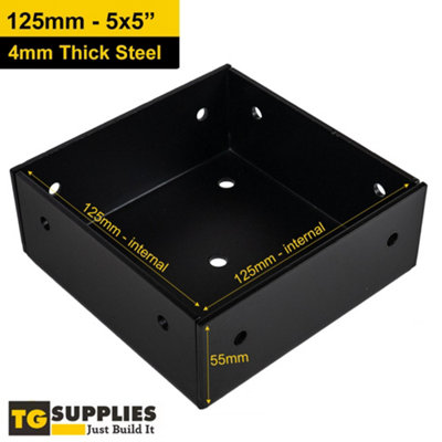 Heavy Duty Black Powder Coated Bolt Down Pergola Post Support - Fence ...