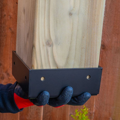 Heavy Duty Black Powder Coated Bolt Down Pergola Post Support - Fence ...