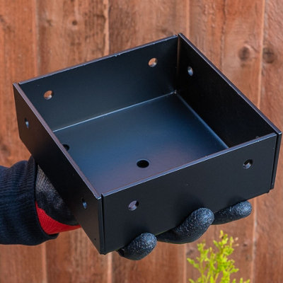 Heavy Duty Black Powder Coated Bolt Down Pergola Post Support - Fence ...