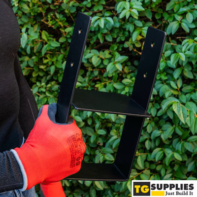 Heavy-Duty Black Powder Coated Pergola Concrete-In Post Support - Fence ...