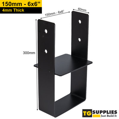 Heavy-Duty Black Powder Coated Pergola Concrete-In Post Support - Fence ...