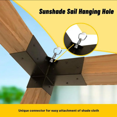 Heavy Duty Black Powder Coated Three-Arm Pergola Connector - Corner ...