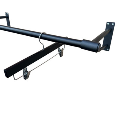 Heavy Duty Black Wall Mounted Hanging Clothes Rail Garment Rack - 900mm ...