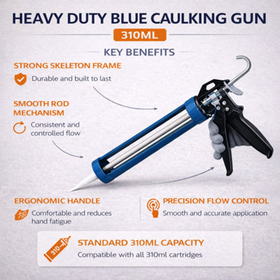 Heavy duty blue caulking gun 310ml strong skeleton frame for sealant ...