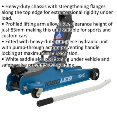 Heavy-Duty Blue Short Chassis Trolley Jack - 2000kg Capacity with Low ...