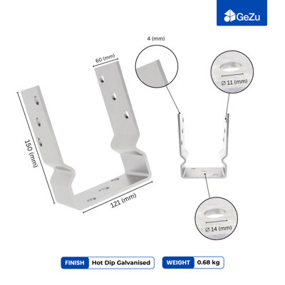 Heavy Duty Bolt Down Fence Post Bracket Hot Dip Galvanised Support for ...