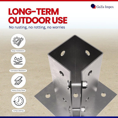 Heavy Duty Bolt Down Fence Post Support Hot Dip Galvanised Metal Garden ...