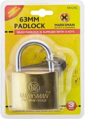 HEAVY DUTY BRASS PADLOCKS WITH 3 KEYS SECURITY LOCK LUGGAGE LOCKER BAG 63MM