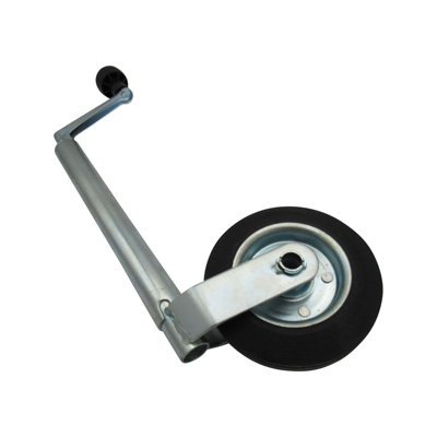 Heavy Duty Caravan Jockey Wheel 34MM (Trailer Metal Rim Wind Up Handle)