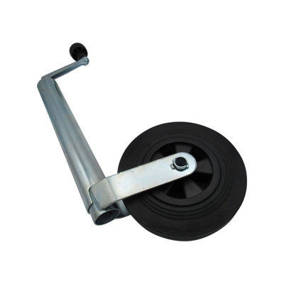 Heavy Duty Caravan Jockey Wheel 48MM (Trailer Plastic Rim Wind Up Handle)