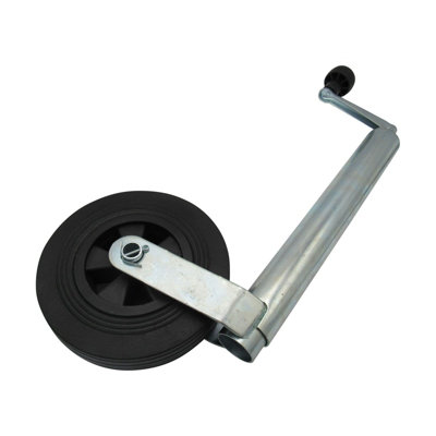 Heavy Duty Caravan Jockey Wheel 48MM (Trailer Plastic Rim Wind Up Handle)