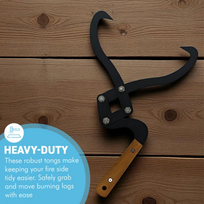 Heavy Duty Cast Iron Log Lifting Tongs Firewood Tongs with pincer ...