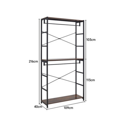 Heavy Duty Clothes Rack with 3-Tier Shelves and Metal Frame