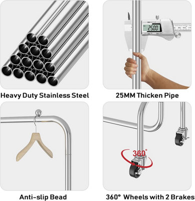 Heavy Duty Clothes Rail Freestanding Garment Rail