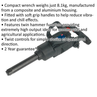 Heavy-Duty Compact Air Impact Wrench with Twist Speed Control
