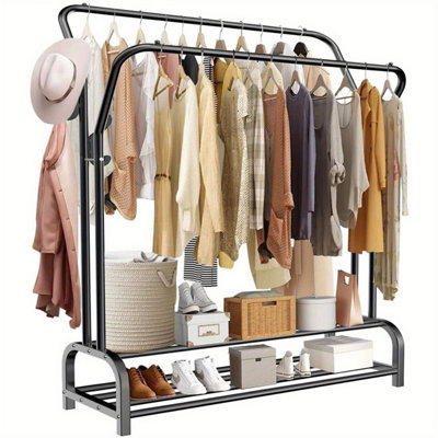Heavy Duty Double Clothes Rail Hanging Rack Garment Display Stand ...