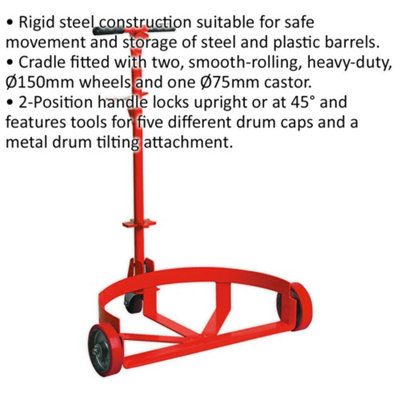 Heavy-Duty Drum and Barrel Trolley with Adjustable Handle